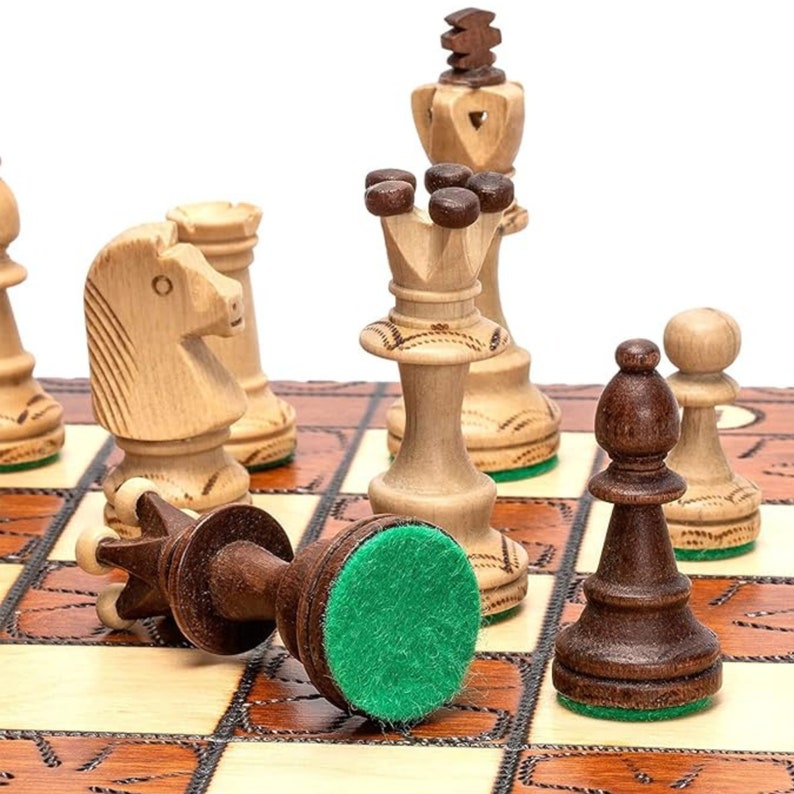 Handmade European Wooden Chess Set With 16 Inch Board and Hand Carved ...