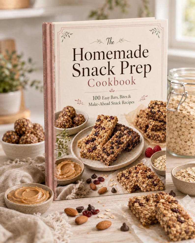 Homemade Snack Prep Cookbook, Make Ahead Snack Recipes, Bars Bites Oat ...