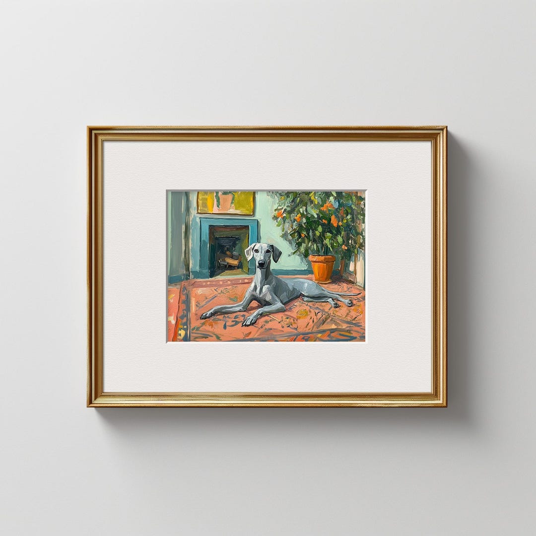 The Velvet Gaze - Tiny Printable Art | Greyhound Painting | Dog Art for ...
