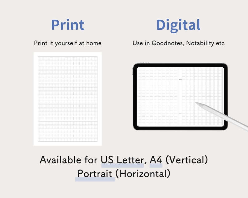 Japanese Traditional Writing Paper Vertical + Horizontal Template Genko ...