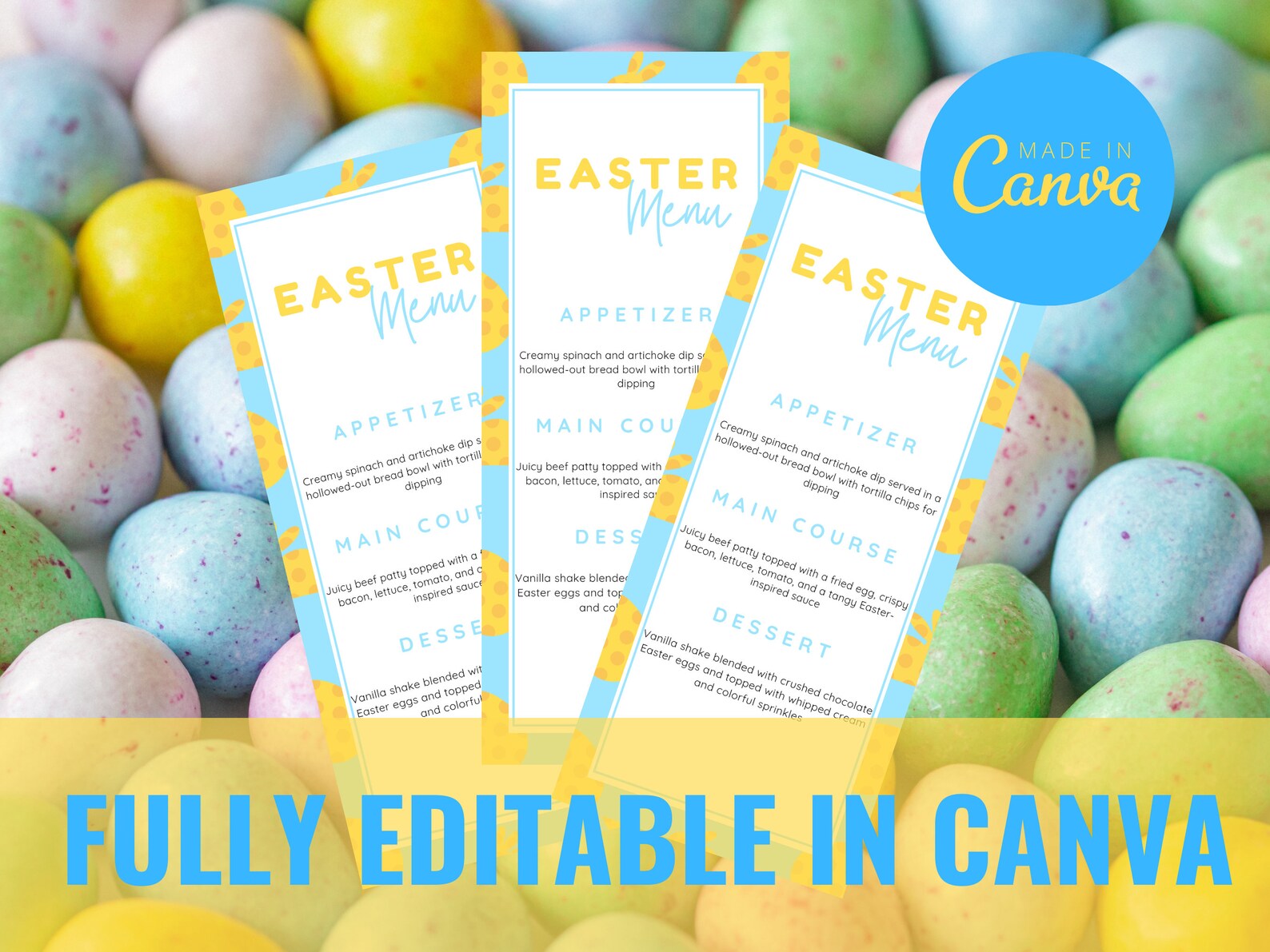 Easter Menu, Printable Easter Menu, Easter Restaurant Menu, Editable ...