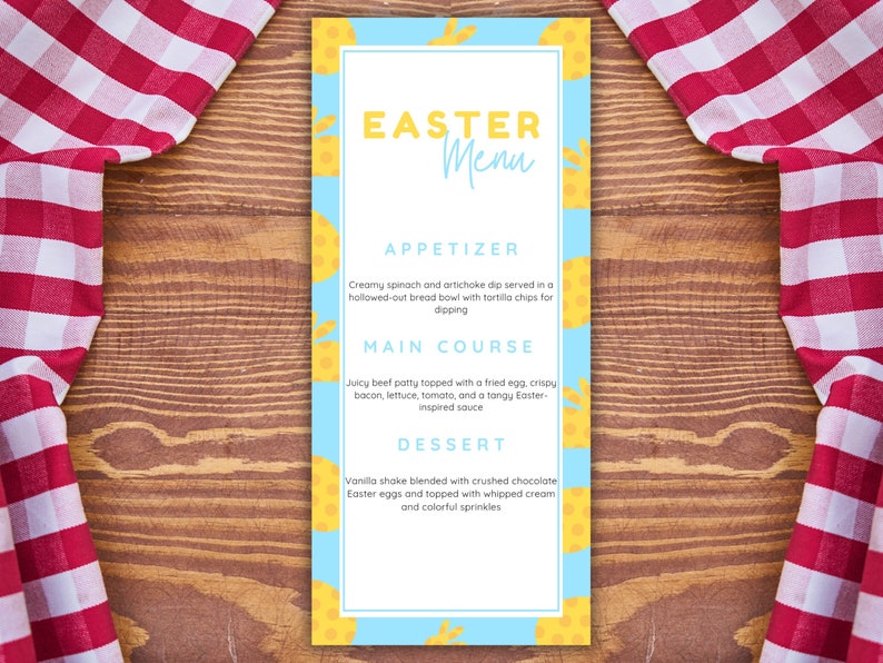 Easter Menu, Printable Easter Menu, Easter Restaurant Menu, Editable Printable Template,easter ...