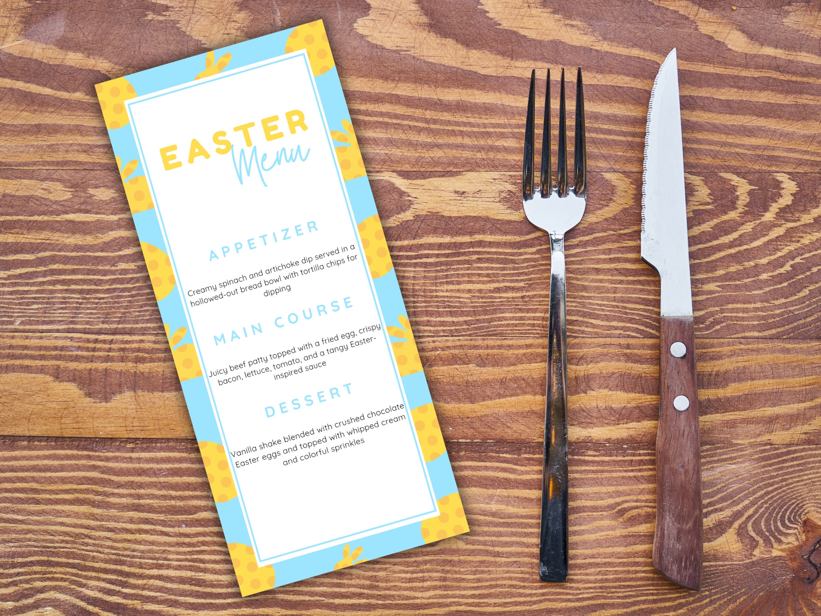 Easter Menu, Printable Easter Menu, Easter Restaurant Menu, Editable ...