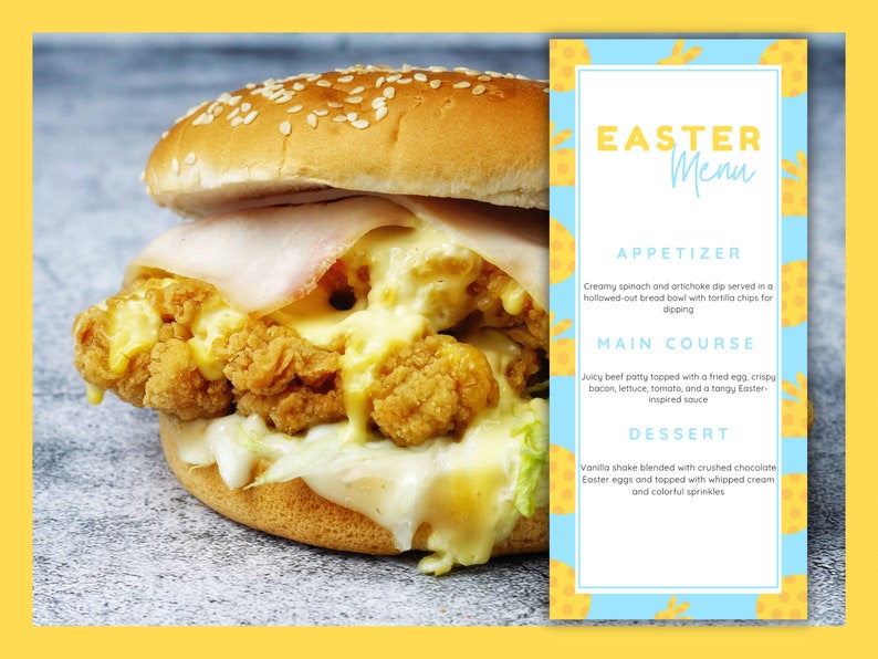 Easter Menu, Printable Easter Menu, Easter Restaurant Menu, Editable ...