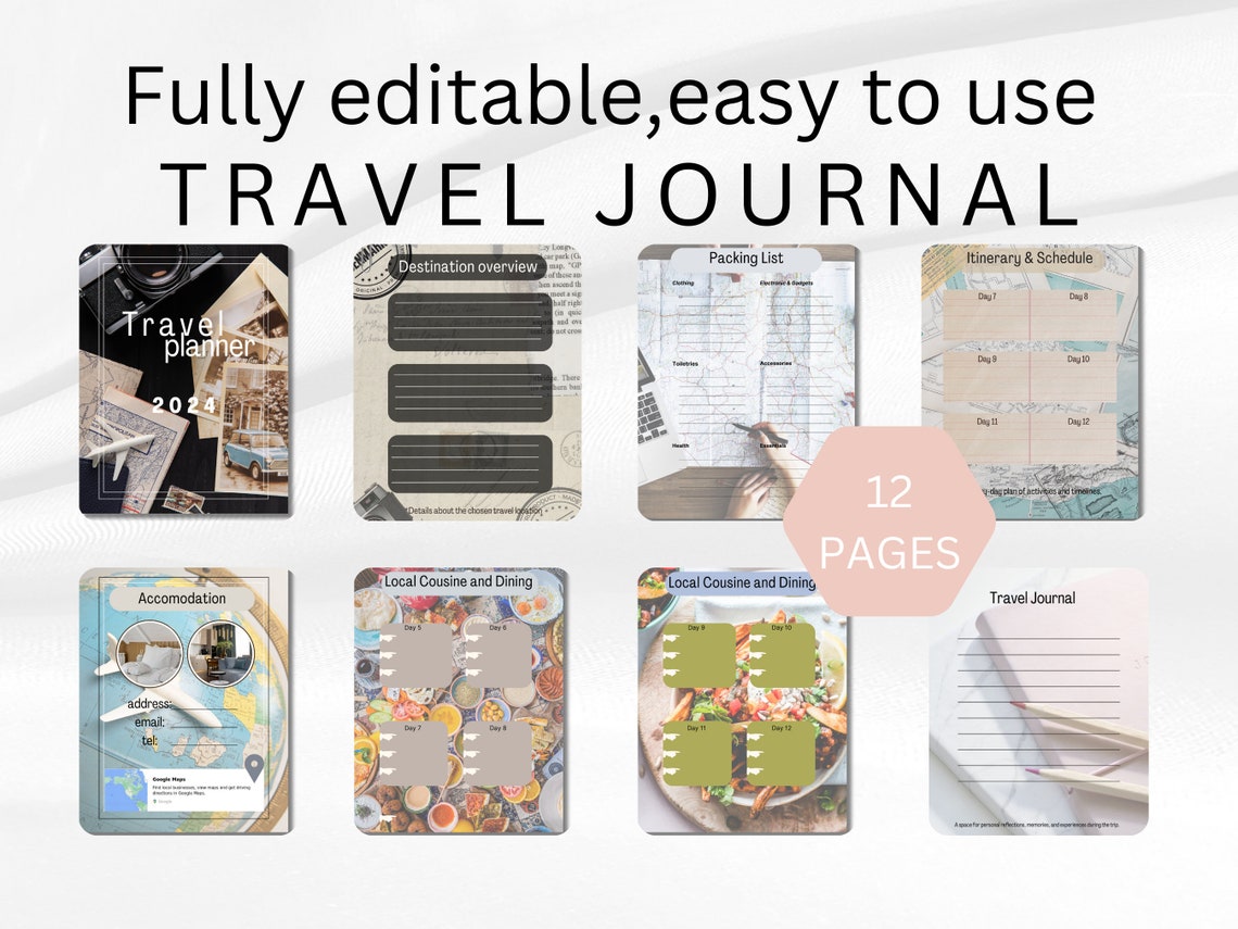 Editable Travel Itinerary Template Trip Itinerary Printable Travel ...