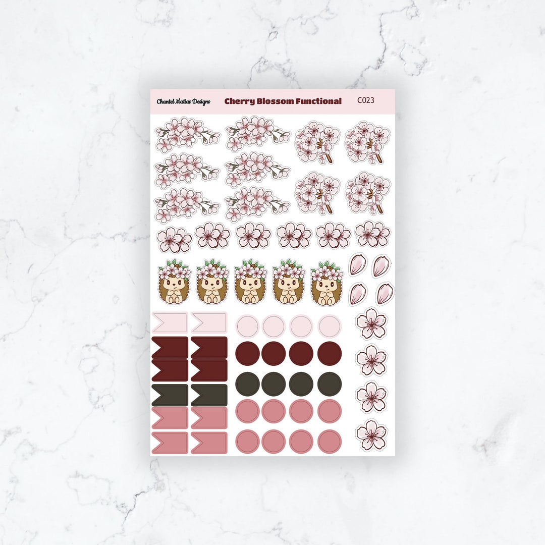 Monthly Functional Journaling Sticker Cherry Blossom for Decorating ...