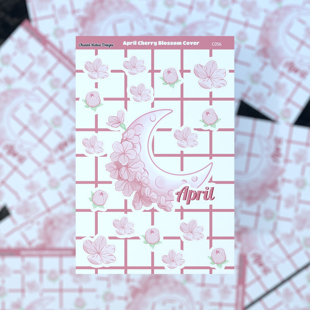 April Bullet Journal Cover Page Sticker Cherry Blossom Title Page ...