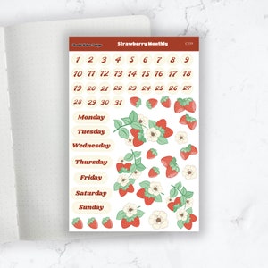 Strawberry Monthly Bullet Journal Sticker, Monthly Planner Stickers ...