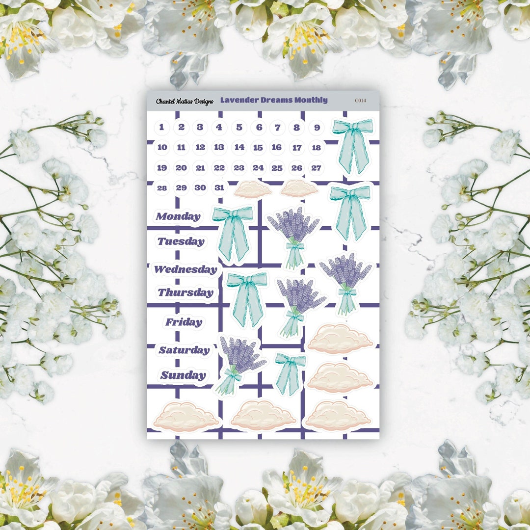 May Bullet Journal Sticker Sheet Lavender Stickers Spring Sticker ...