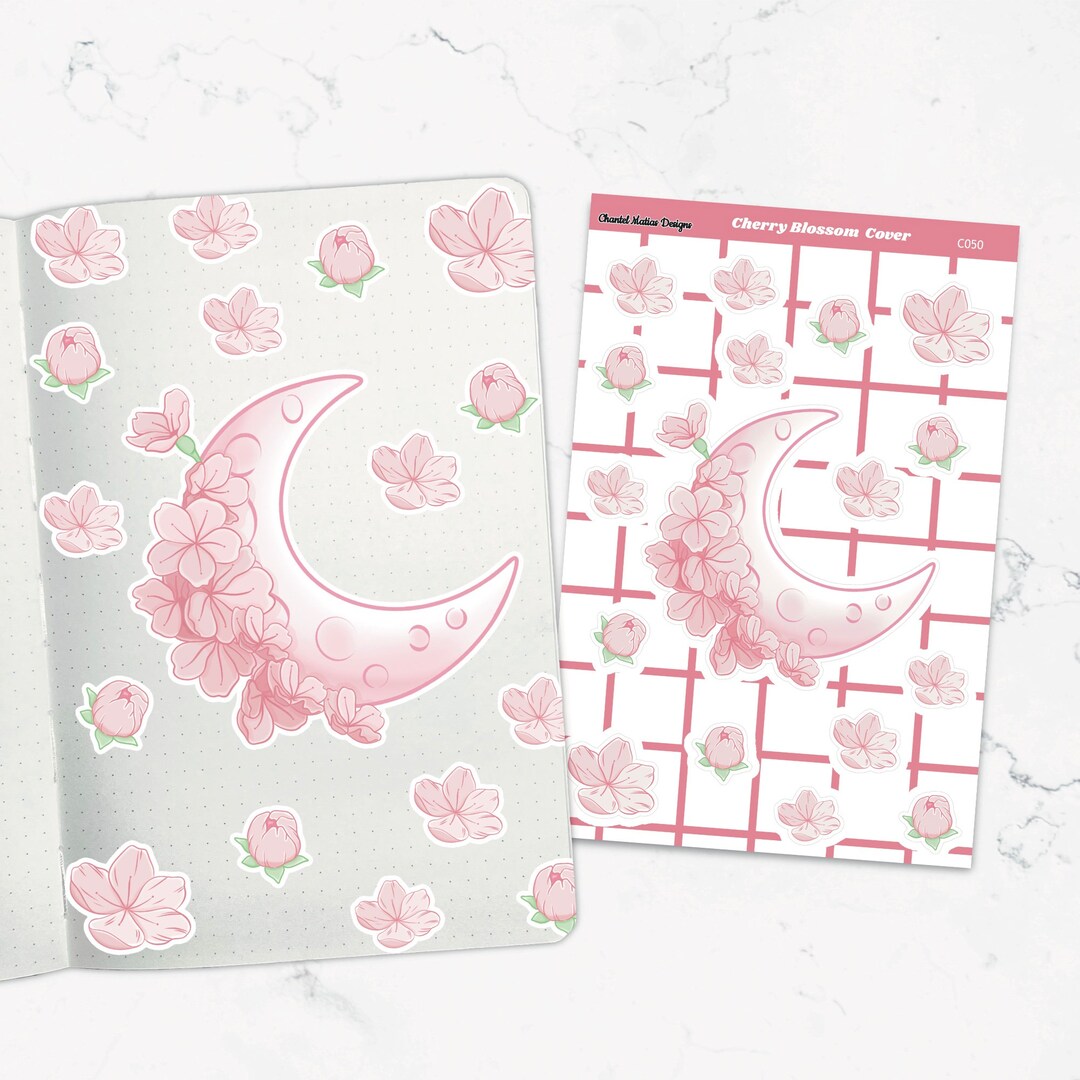 Bullet Journal Cover Page Sticker Cherry Blossom Title Page Sticker ...