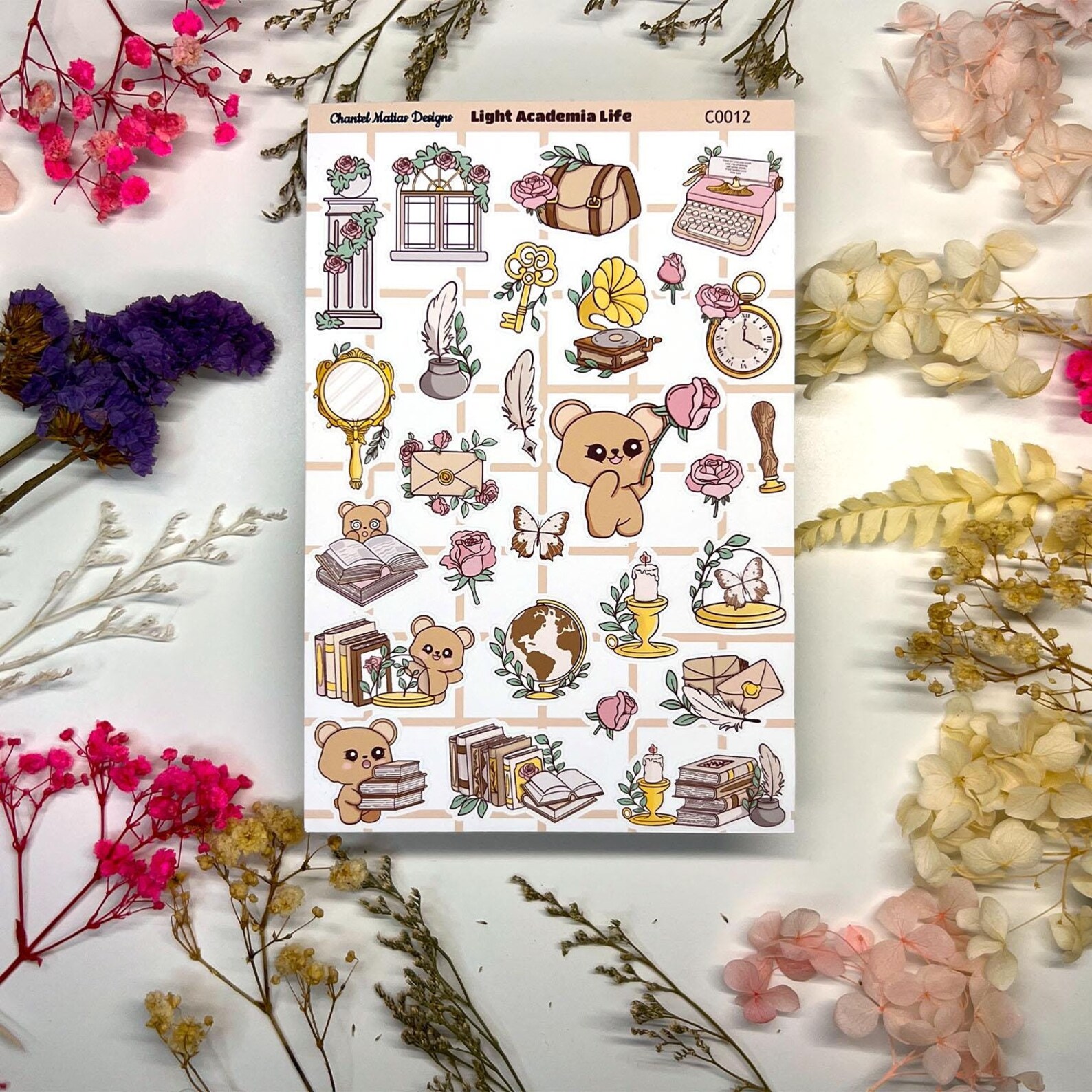 Light Academia Planner Sticker Sheet Vintage Aesthetic Bullet Journal ...