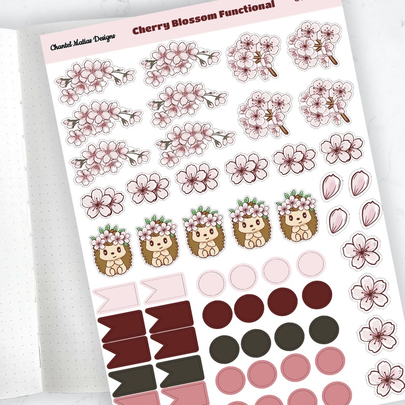 Monthly Functional Journaling Sticker Cherry Blossom for Decorating ...