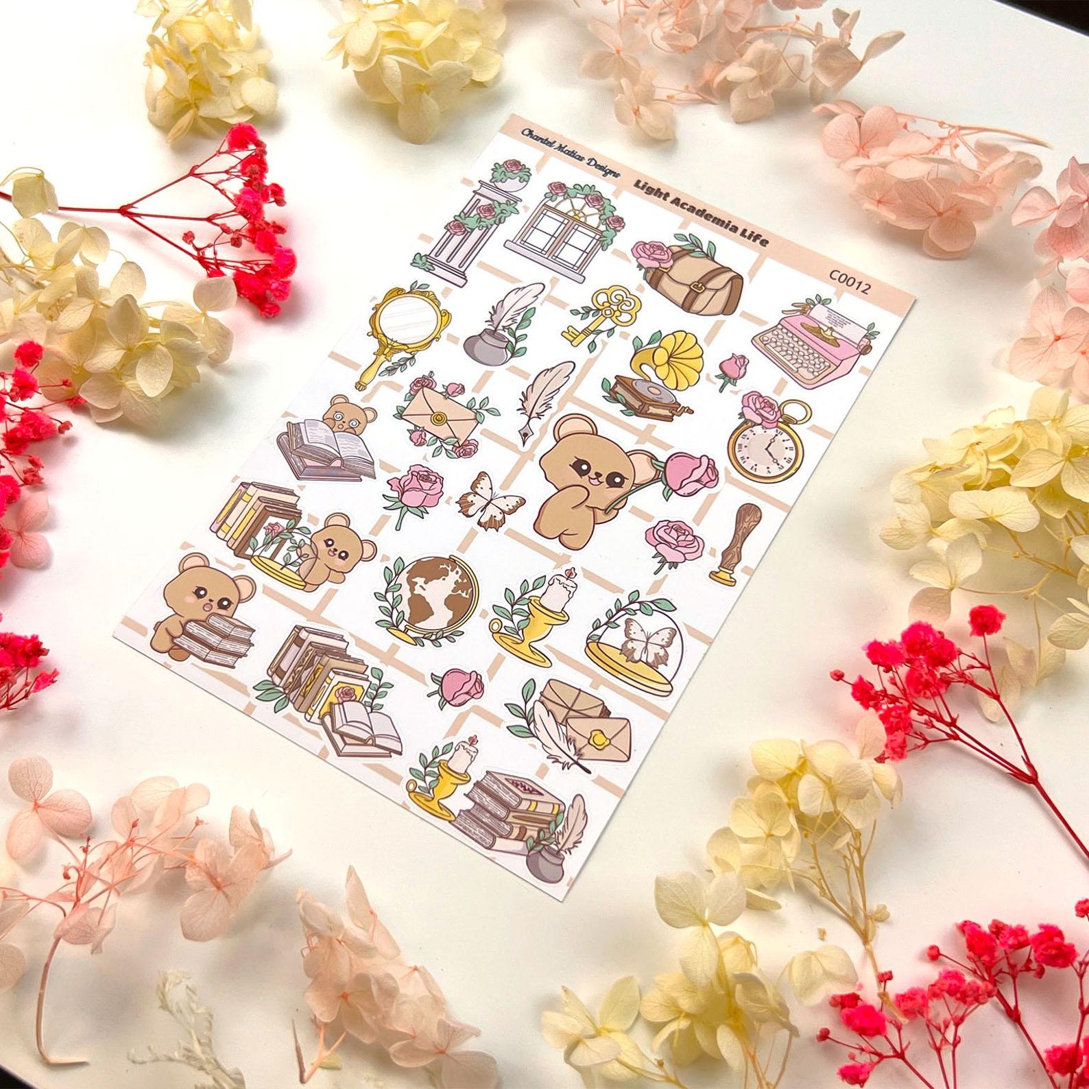 Light Academia Planner Sticker Sheet Vintage Aesthetic Bullet Journal ...