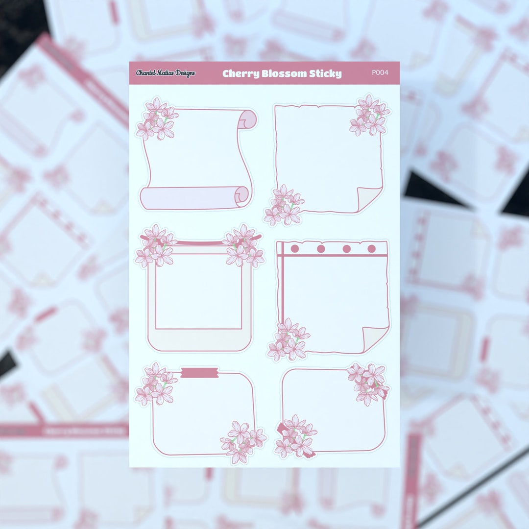 Sticky Note Sticker Cherry Blossom Sticker Flower Sticker Sheet Bullet ...