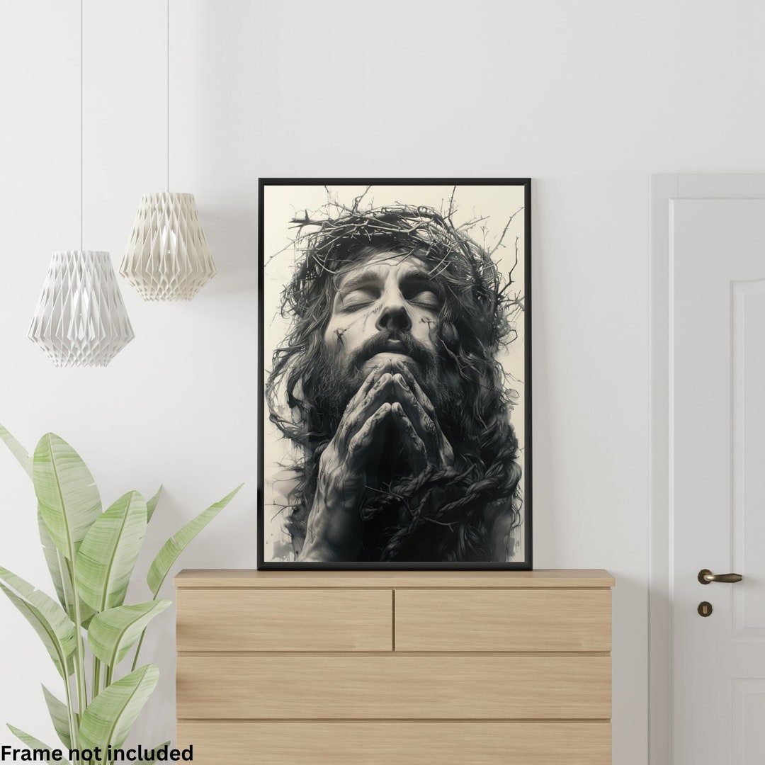 Jesus Christ Praying Christian Wall Art Christian Decor Catholic Easter ...