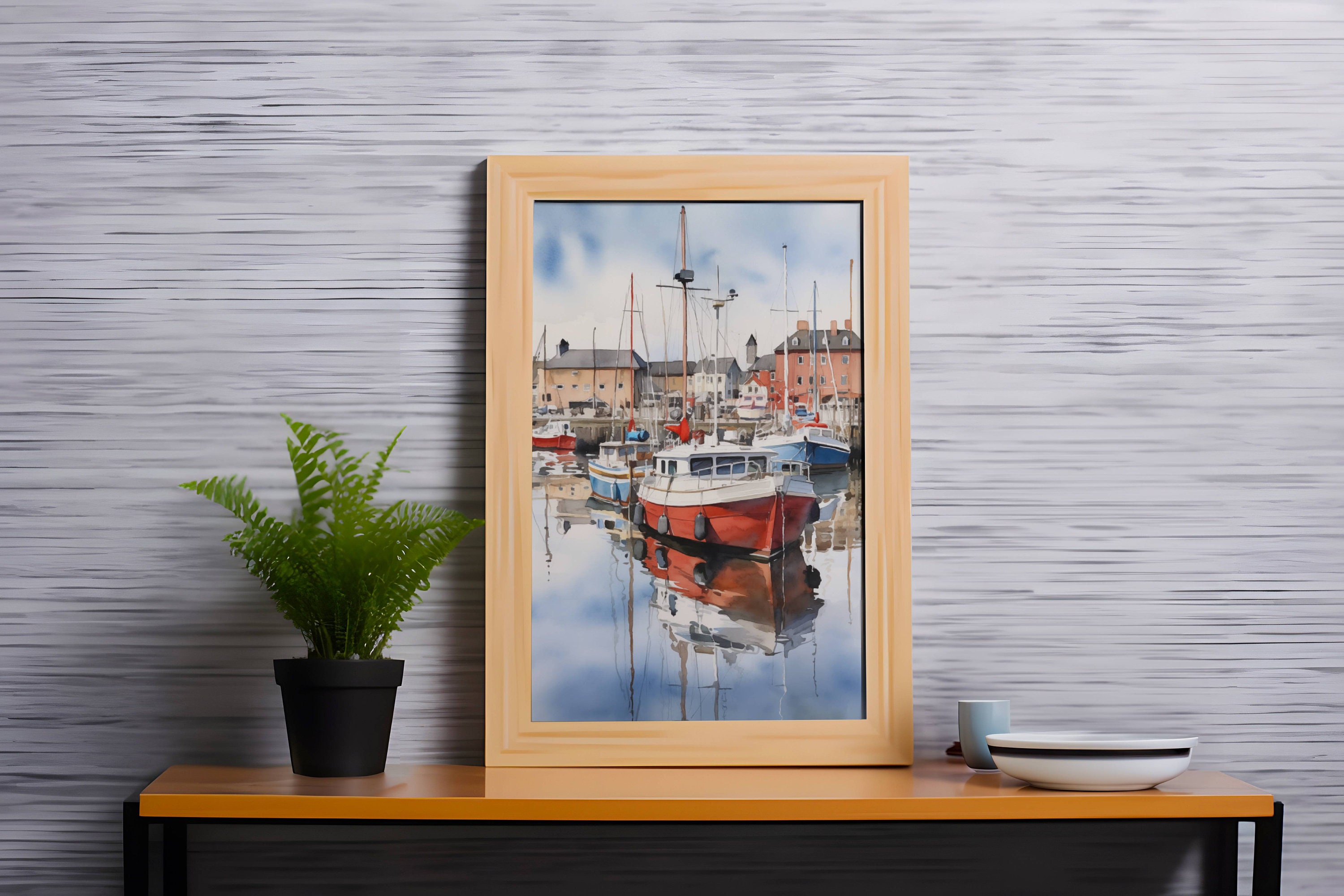 Marina Watercolor Painting | Boat Art Print | Constable Country Wall ...