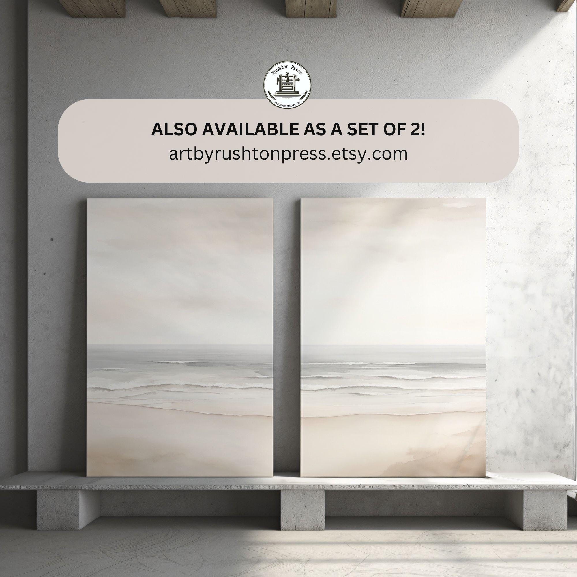 Greige Beach Watercolor Painting Neutral Landscape Abstract Print Beige ...