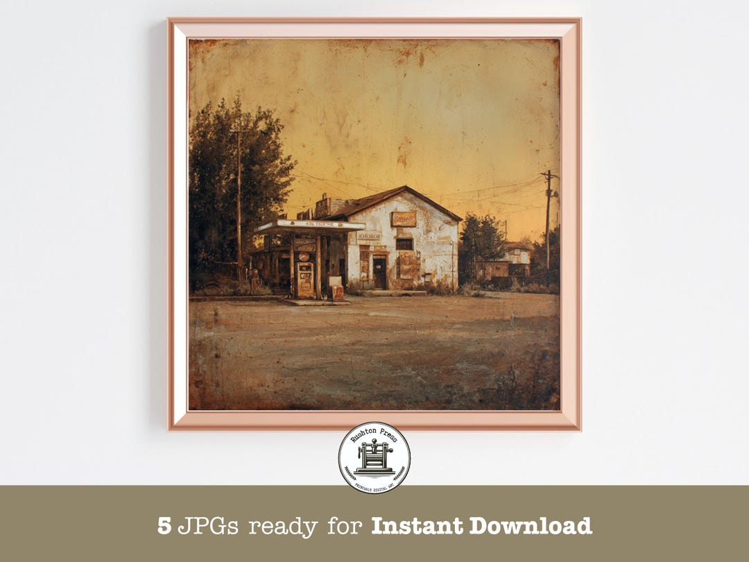 Rustic Gas Station – Printable Americana Art | Vintage Gas Station Wall ...