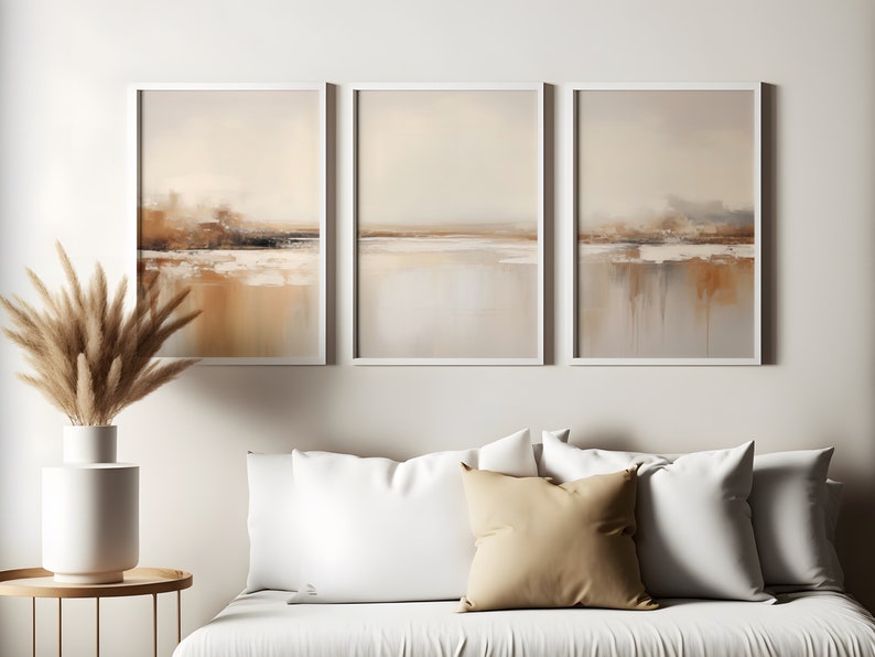 Abstract Three Piece Wall Art | Greige Japandi | Modern Neutral Gallery ...