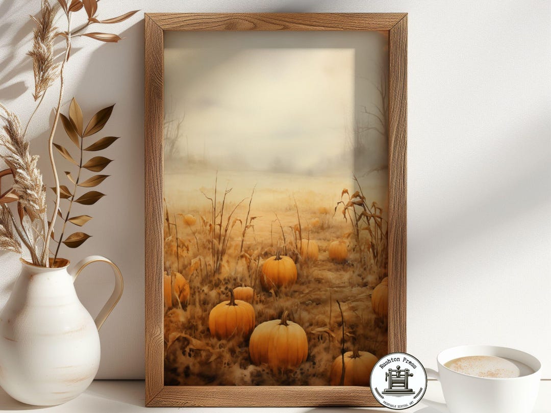 Misty Pumpkin Patch Print: Earth Tones Fall Decor (digital Download - Etsy