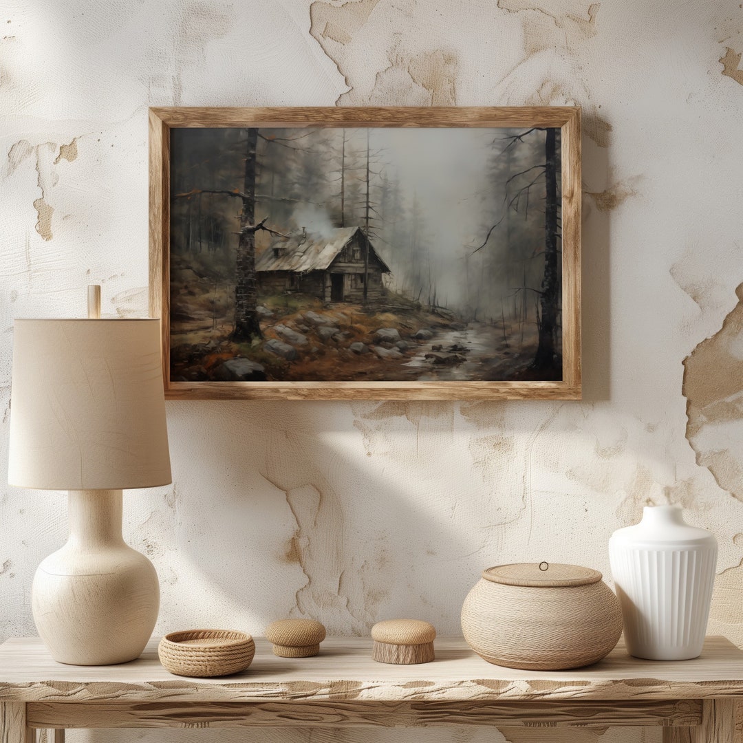 Mountain Painting - Rustic Cabin | Landscape Art Print | Cabincore ...