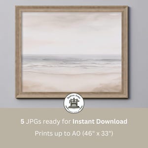 Greige Beach Watercolor Painting | Neutral Landscape Abstract Print ...
