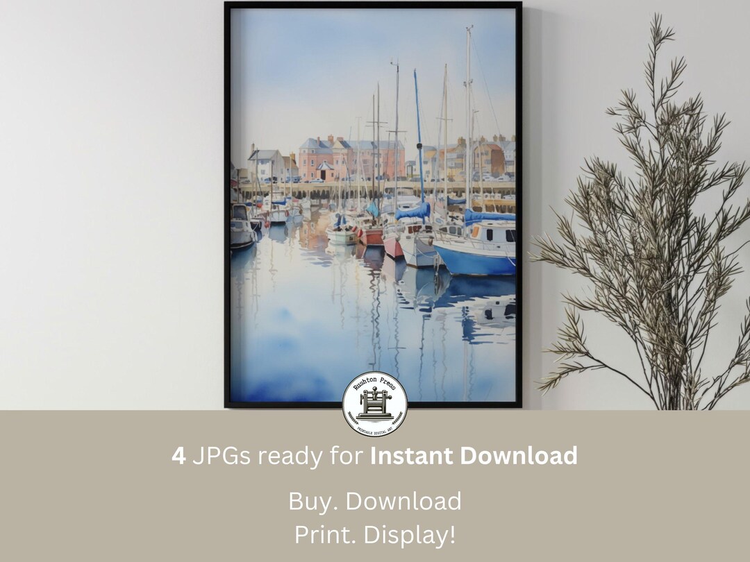 Marina Watercolor Painting | Boat Art Print | Constable Country Wall ...