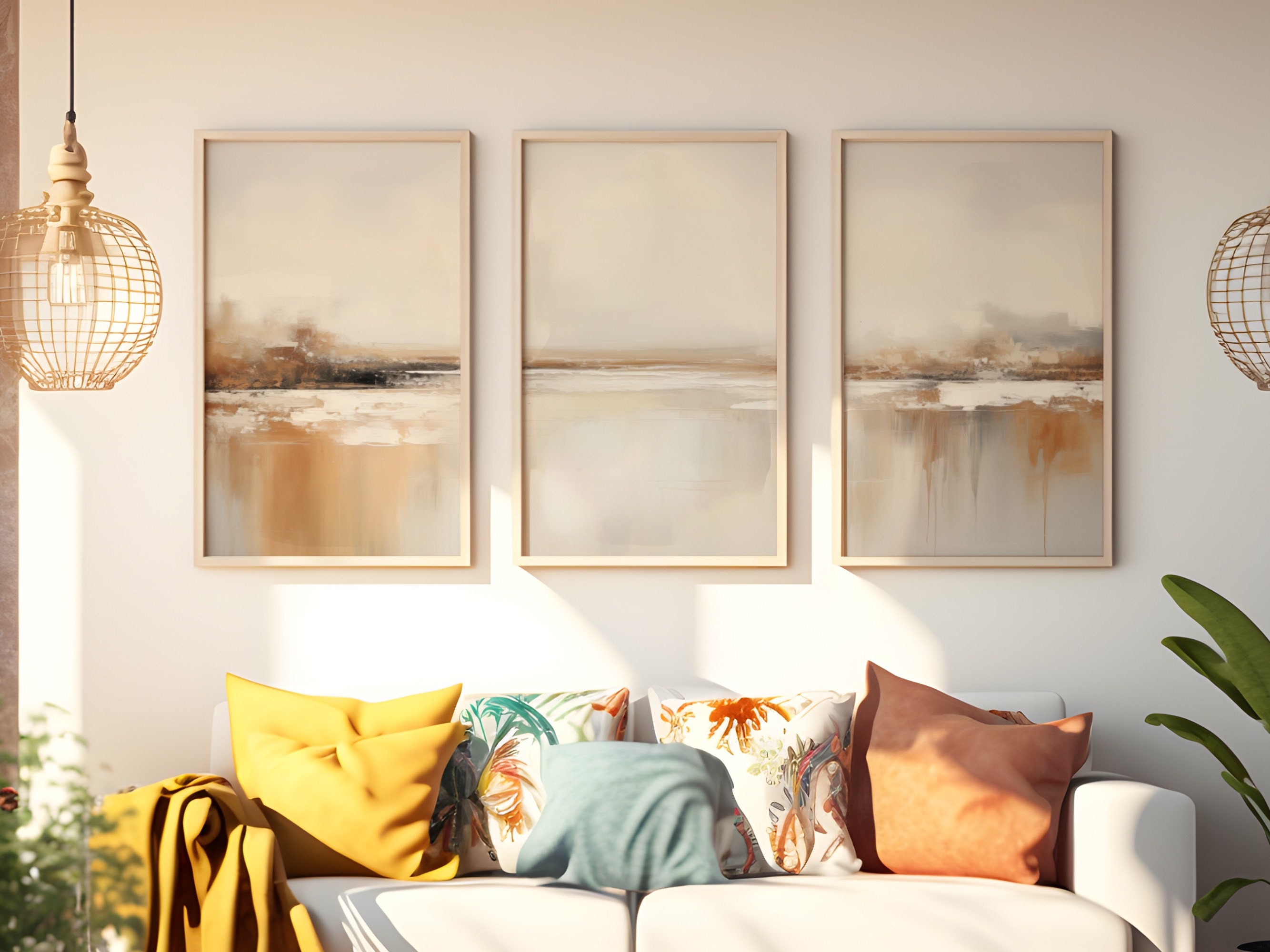 Abstract Three Piece Wall Art | Greige Japandi | Modern Neutral Gallery ...