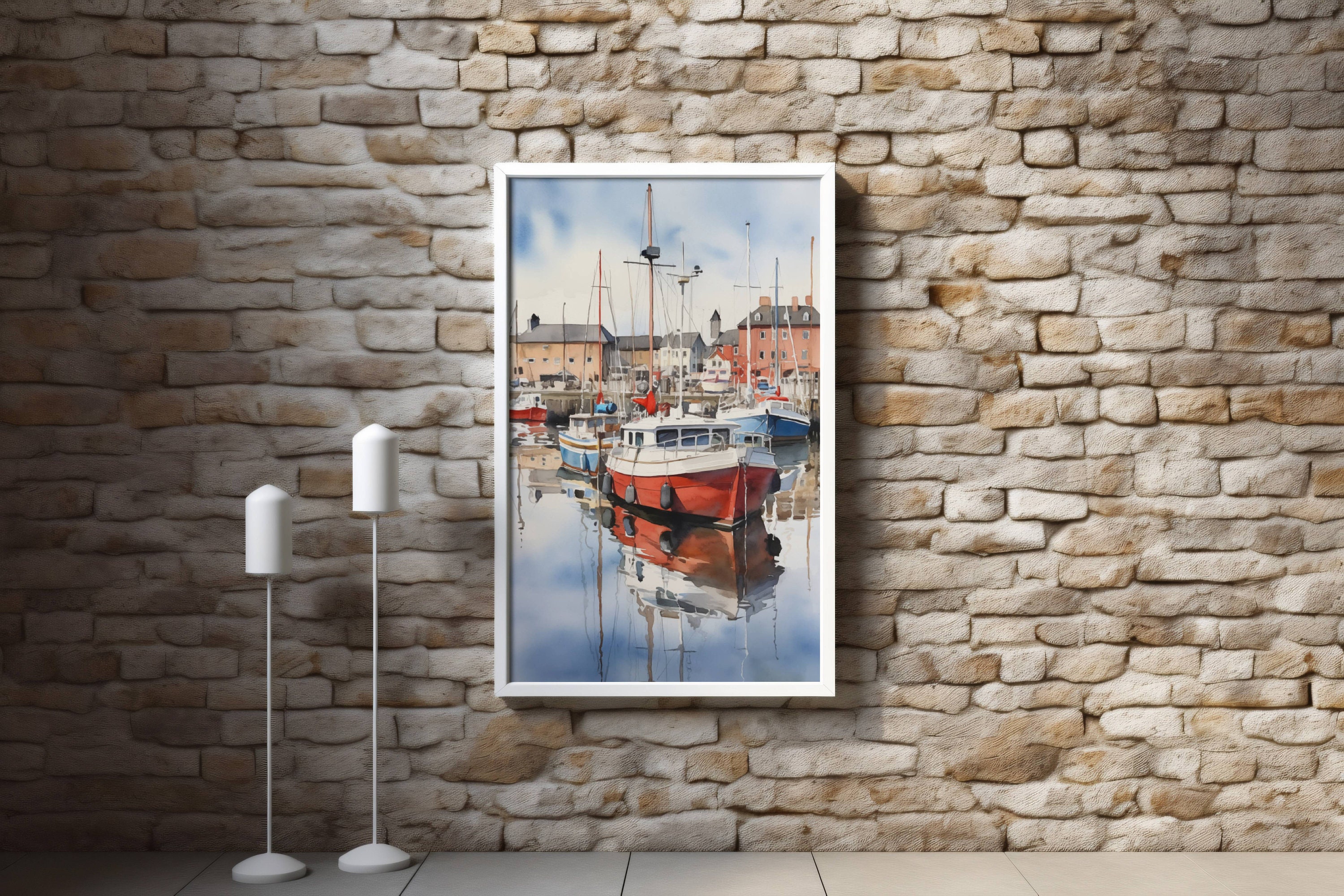 Marina Watercolor Painting | Boat Art Print | Constable Country Wall ...