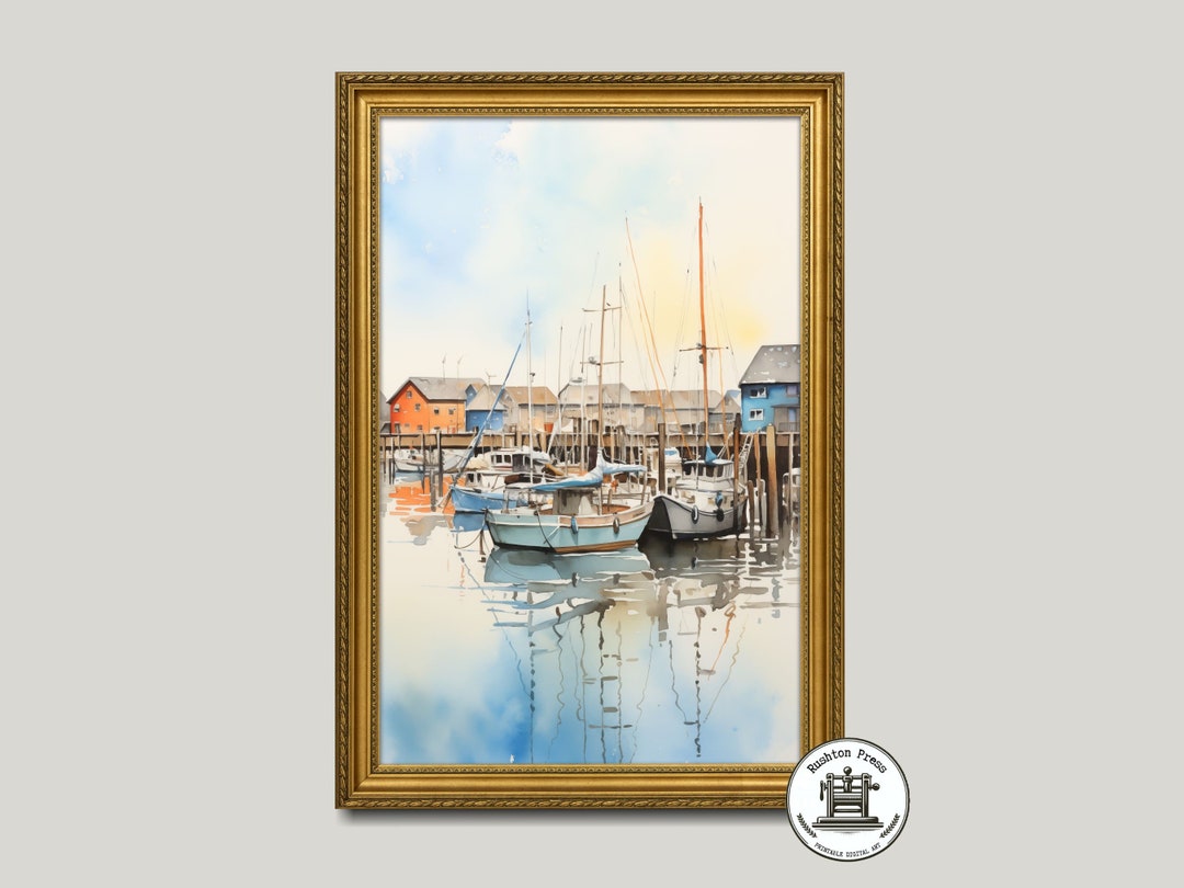 Marina Watercolor Painting | Boat Art Print | Constable Country Wall ...
