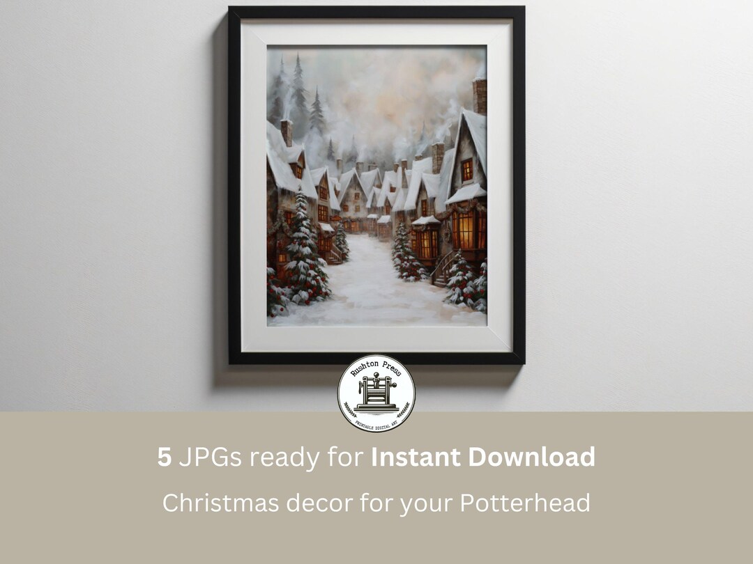 Hogsmeade Christmas Village Painting: Vintage Winter Scene (digital ...