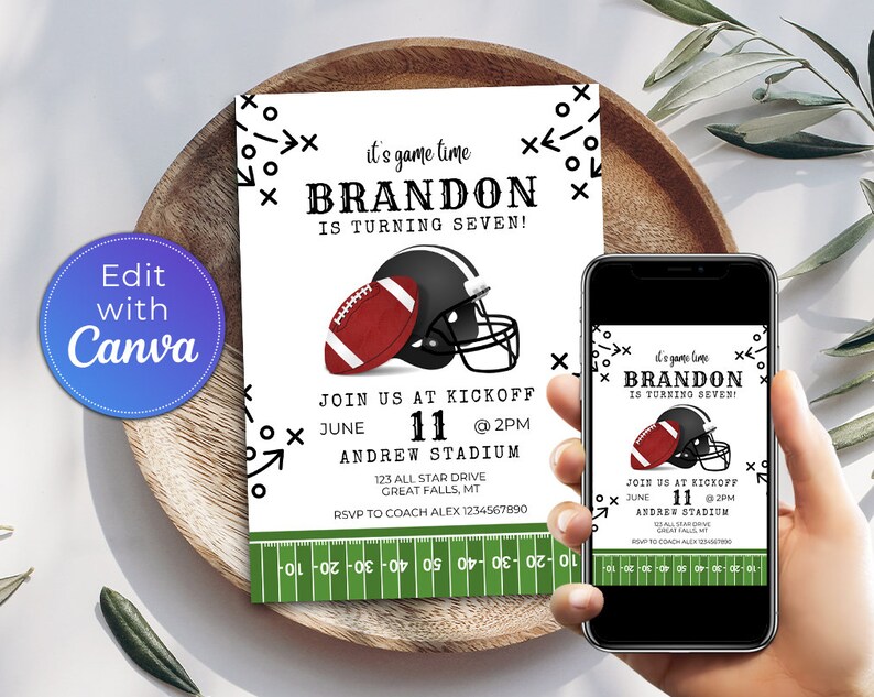 Football Birthday Party Invitation It's Game Time Football Invite ...