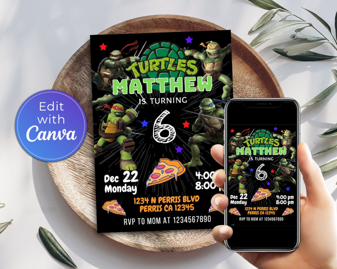Ninja Turtle Invitation Ninja Turtles Party TMNT Birthday Invitation ...