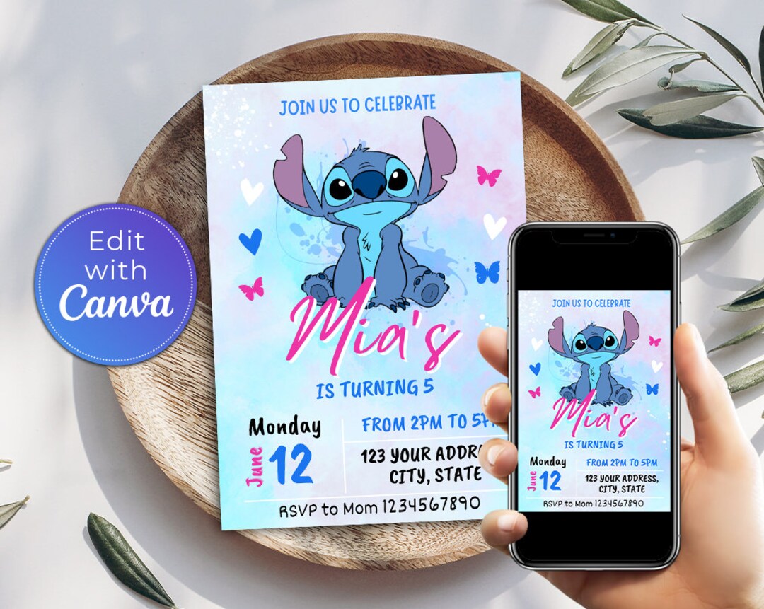 Stitch Invitation Stitch Birthday Cute Invite Stitch Party Invite ...