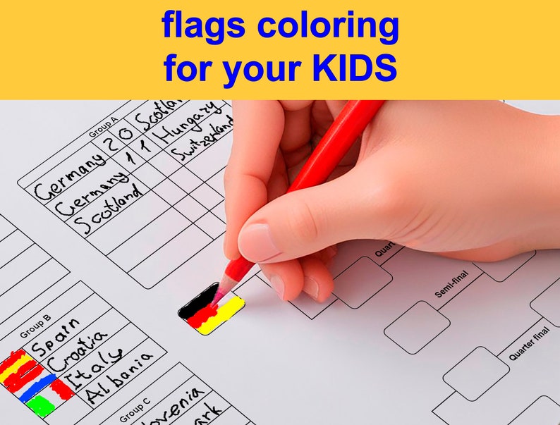 EURO 2024 Wall Chart for Coloring Country Flags Kids Gift, European ...