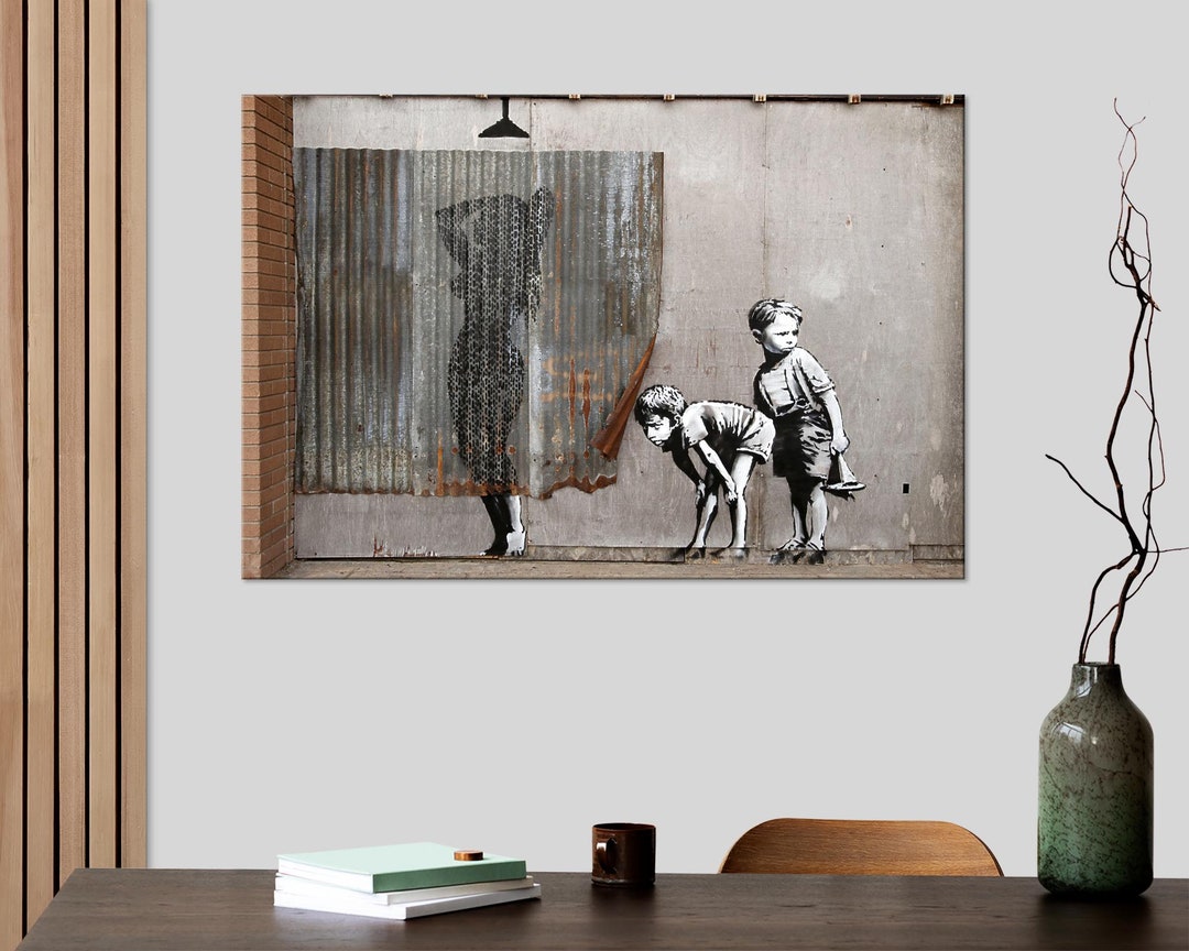 Banksy Shower Canvas Print: Modern Bathroom Street Art - Etsy