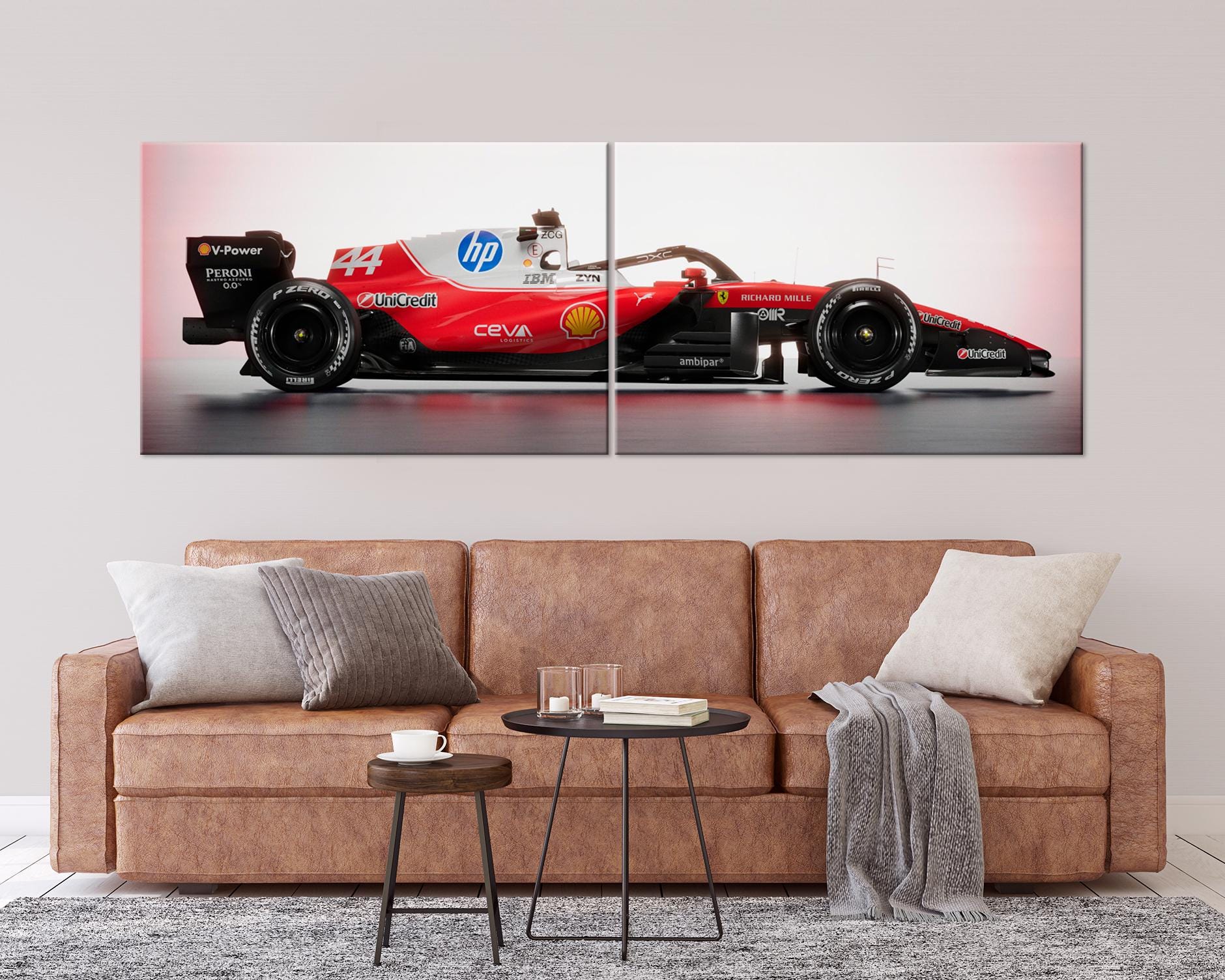 Formula 1 Race Car Canvas Print, Modern Red Motorsport Wall Art for Man ...