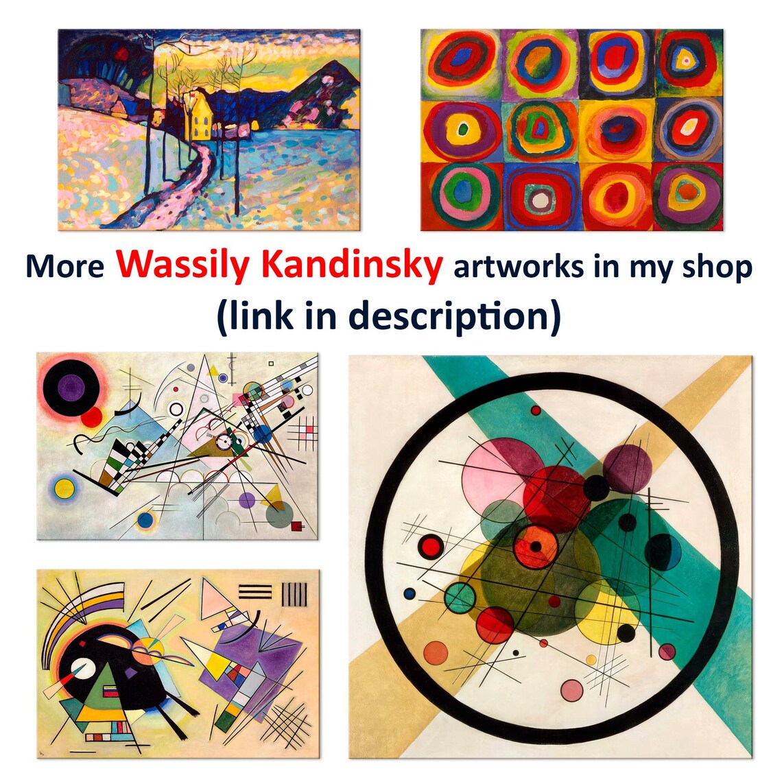 Black Forms on White by Wassily Kandinsky Print on Canvas Living Room ...