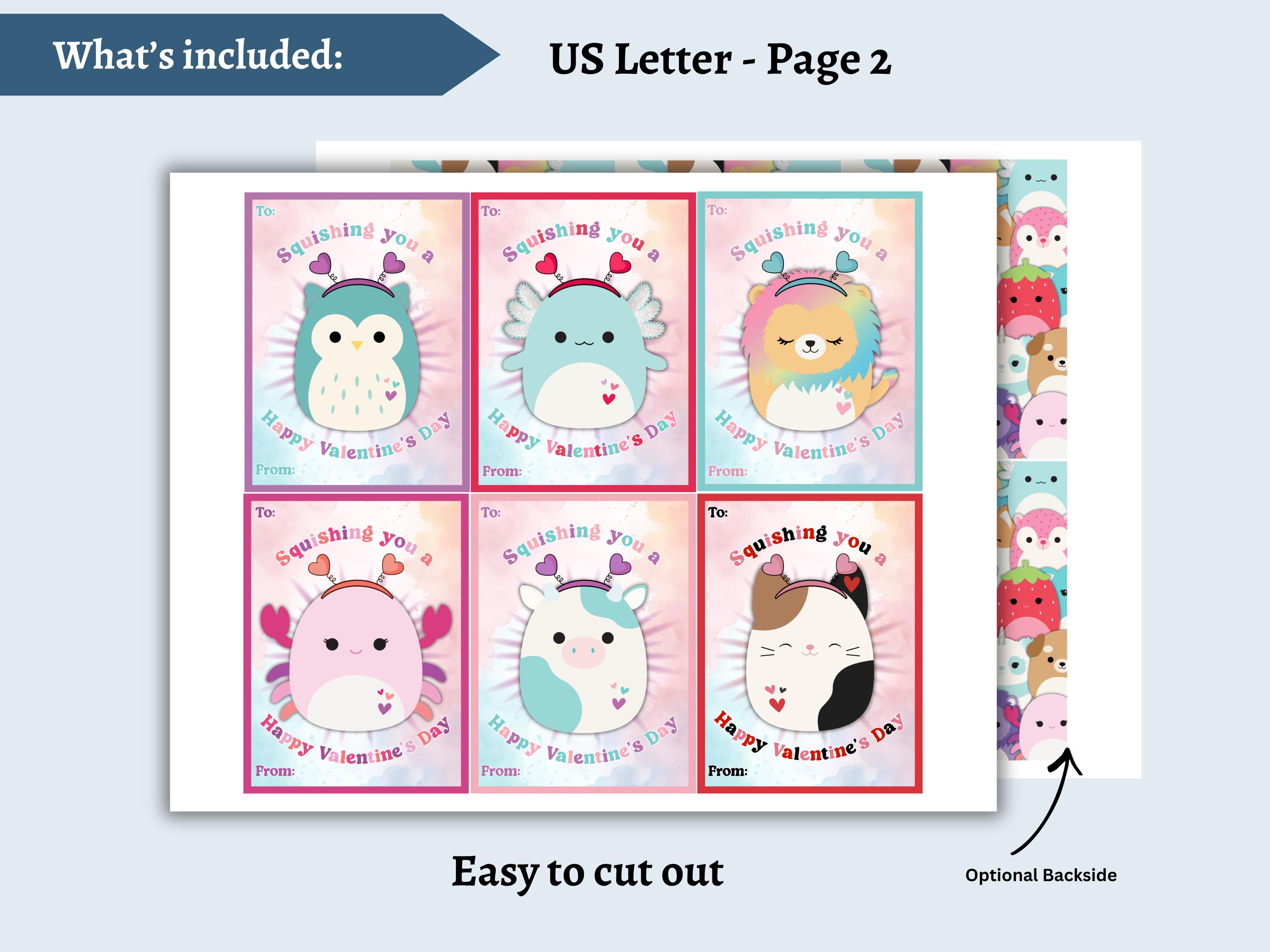 Squishmallow Valentine Cards Canva Template + Printable PDF | Cute ...