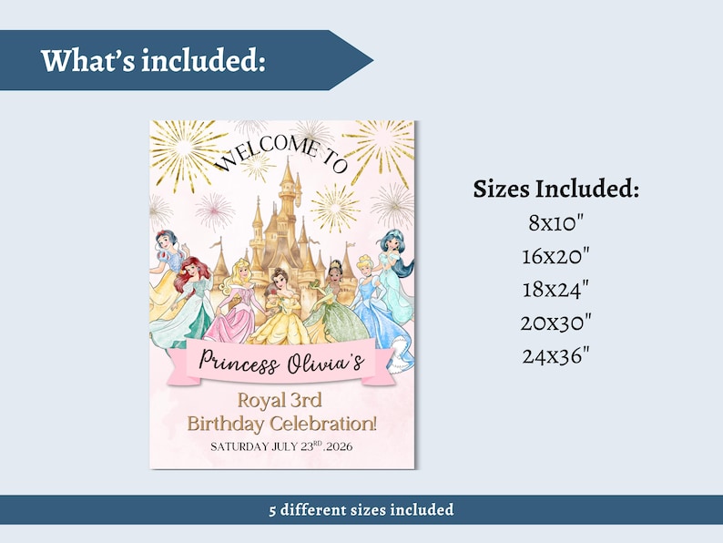 Princess Birthday Welcome Sign: Pink Fairytale Party Decor (editable ...