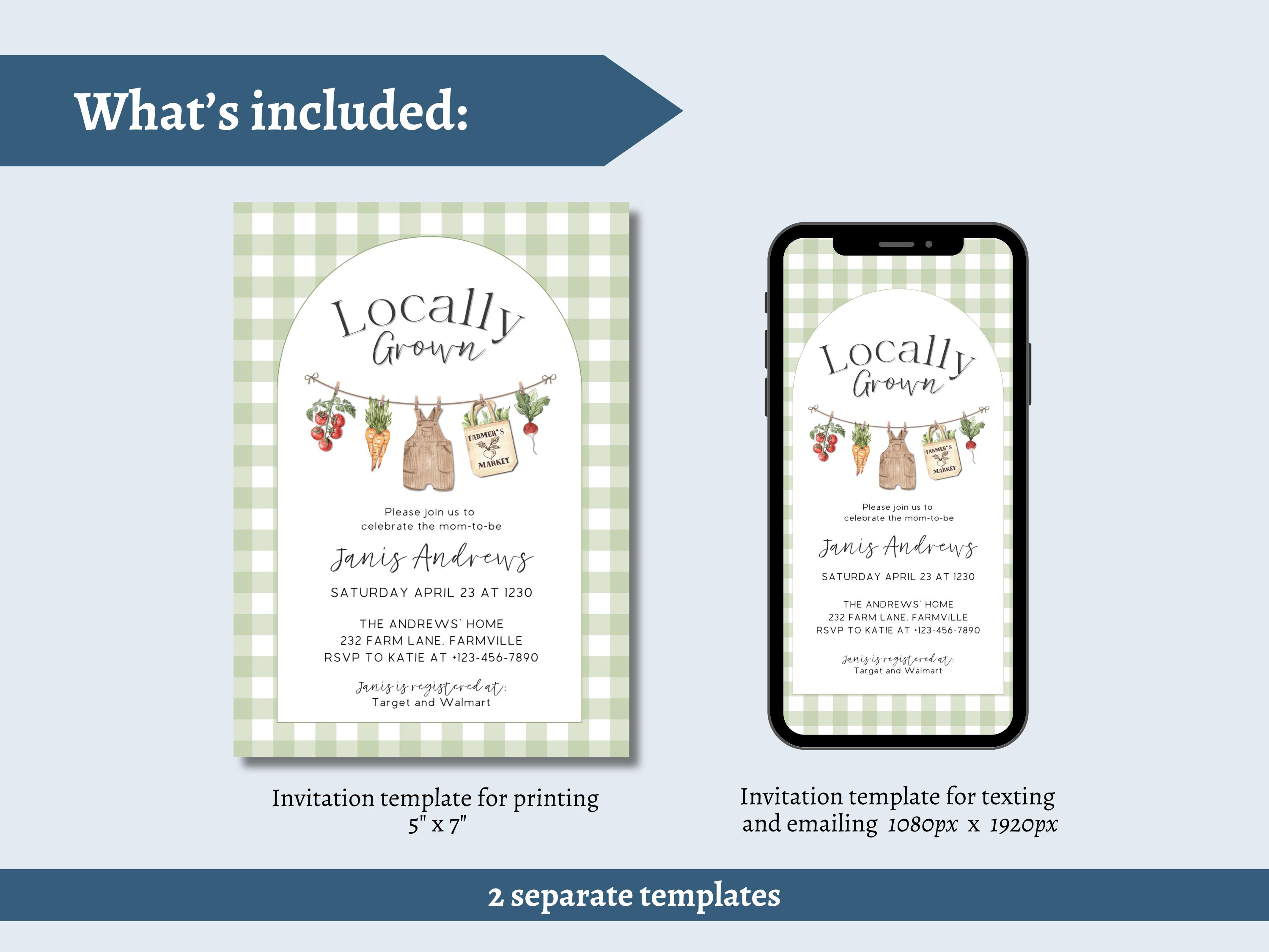 Locally Grown Baby Shower Invitation: Clothesline Theme (digital ...