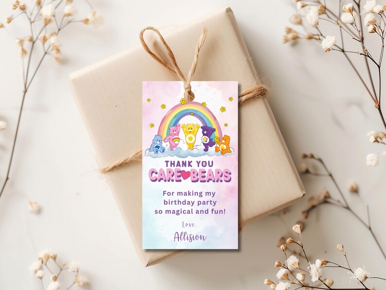 Care Bears Thank You Tags: Editable Birthday Favor Labels (canva ...
