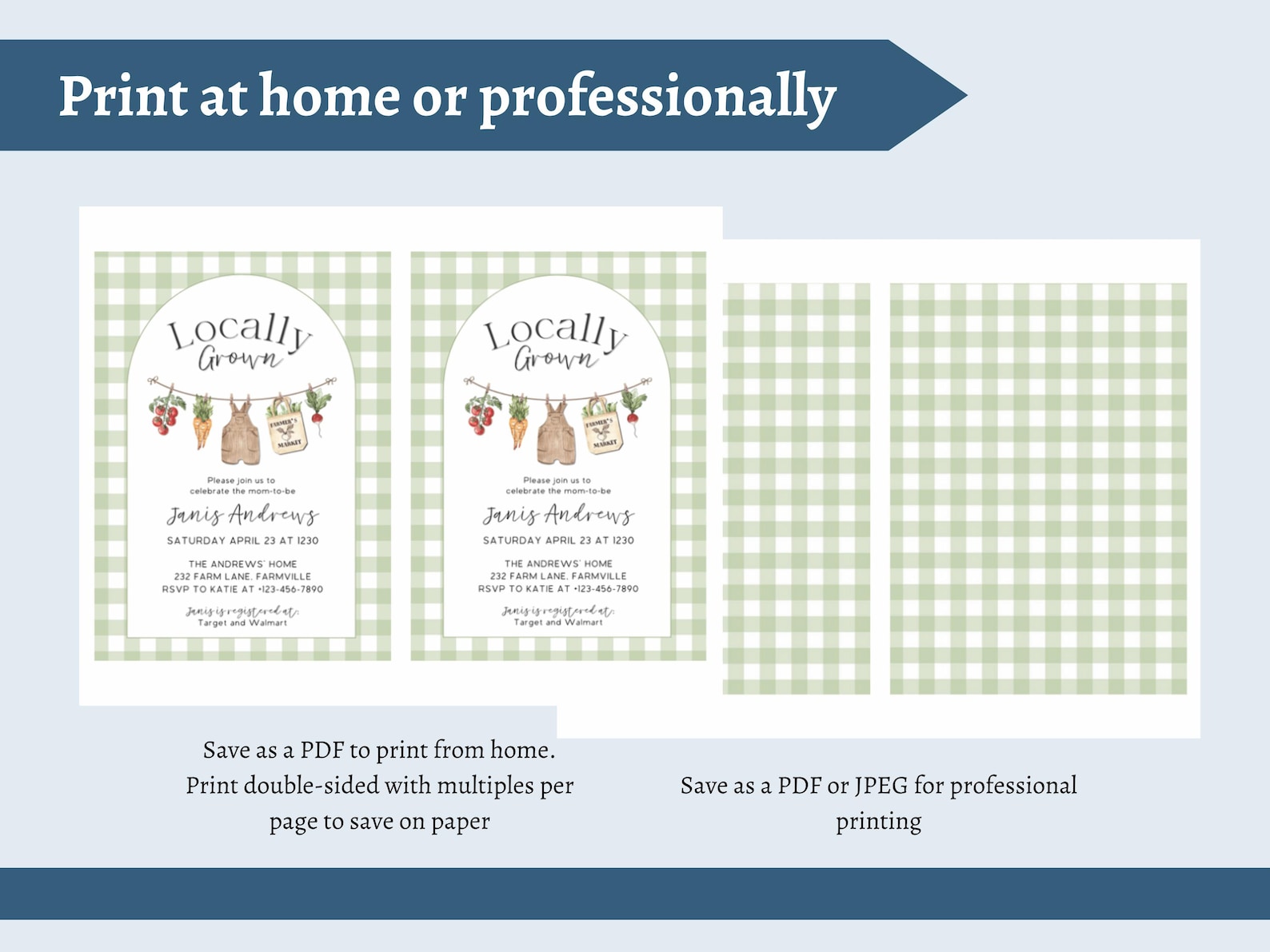 Locally Grown Baby Shower Invitation: Clothesline Theme (digital ...