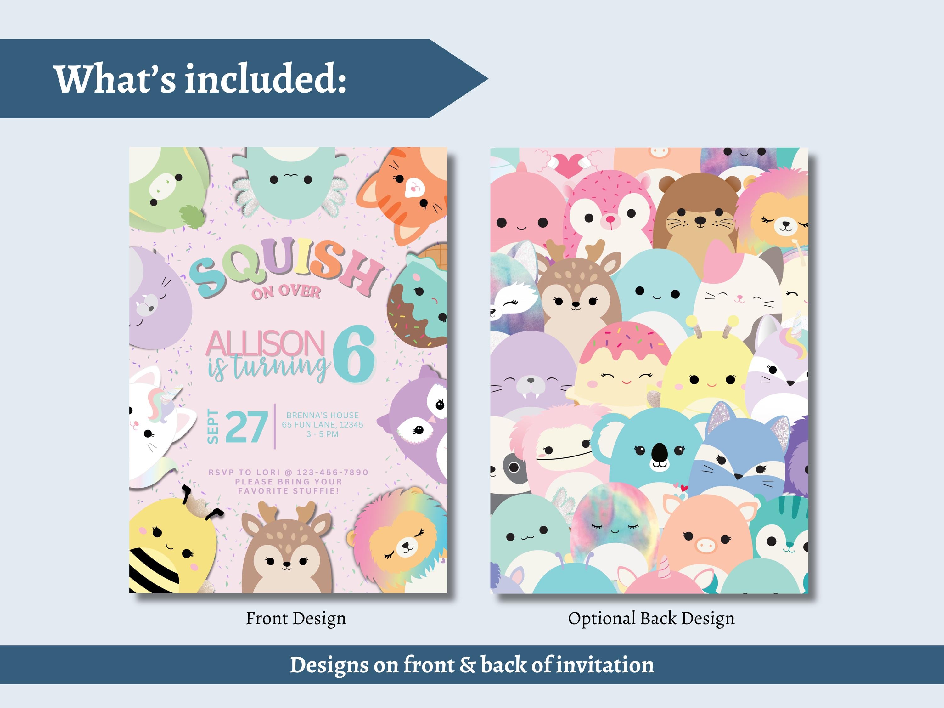Squishmallow Birthday Invitation Template: Editable Girl Party Invite ...
