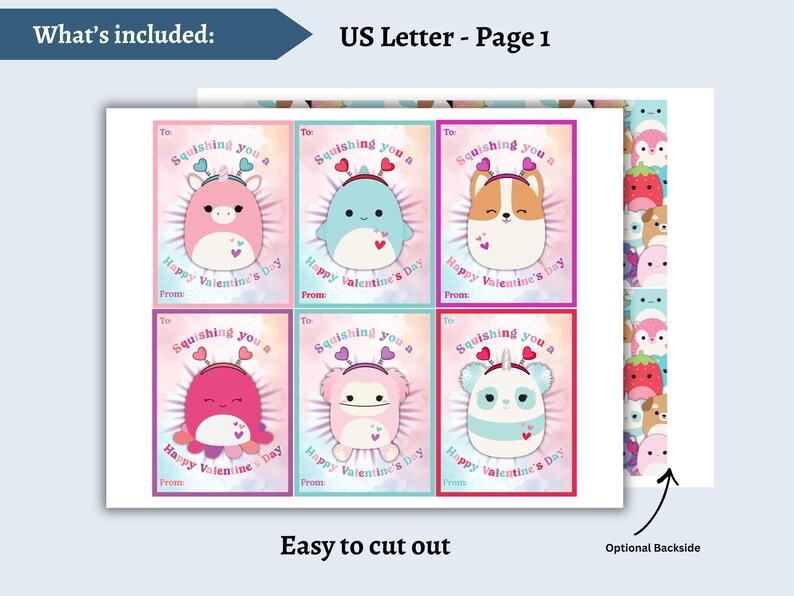 Squishmallow Valentine Cards Canva Template + Printable PDF | Cute ...