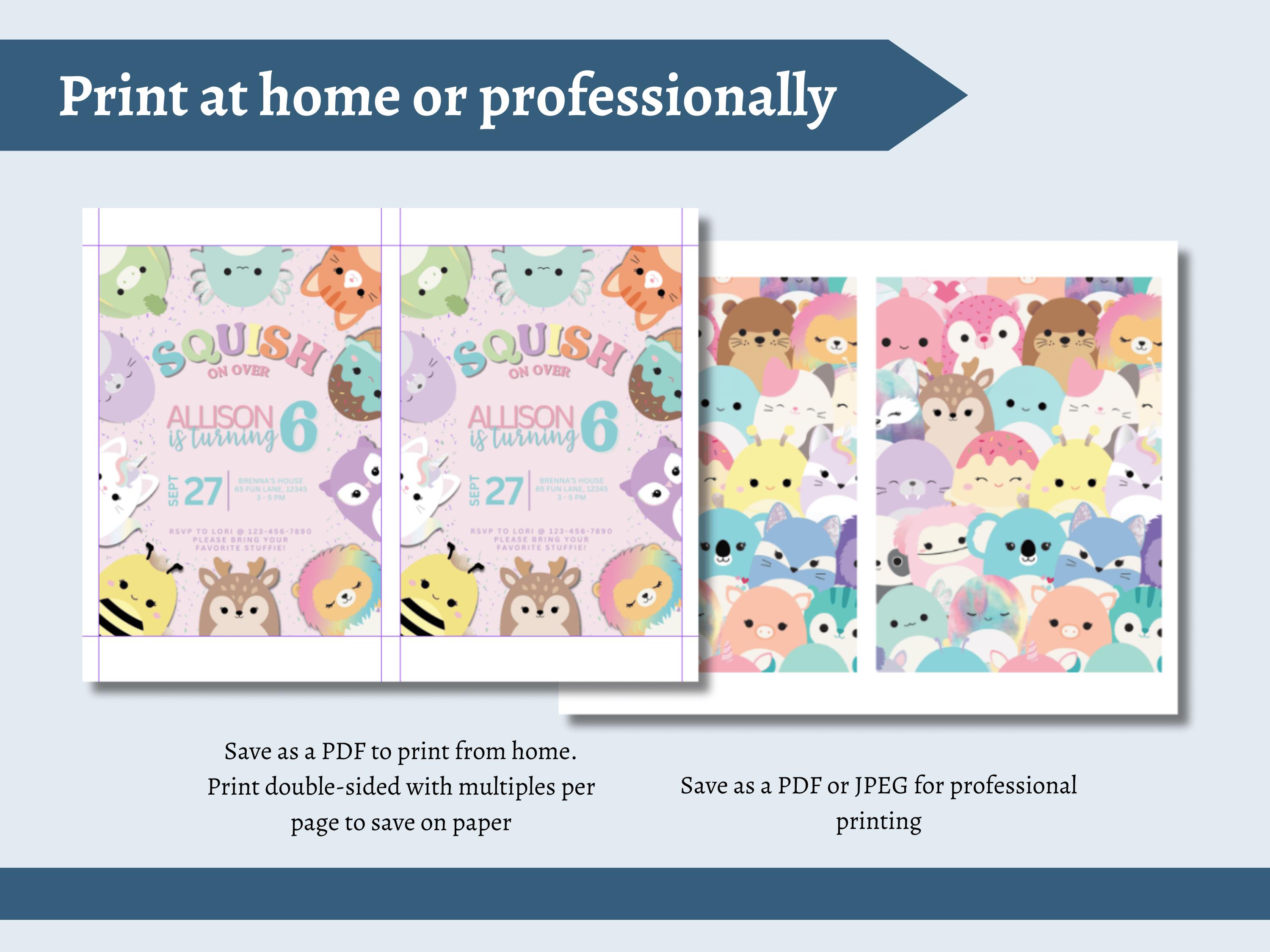 Squishmallow Birthday Invitation Template: Editable Girl Party Invite ...