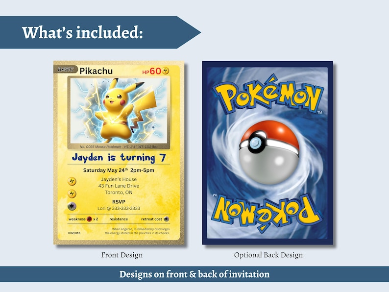 Pikachu Pokemon Editable and Printable Birthday Invitation Gold Pokemon ...