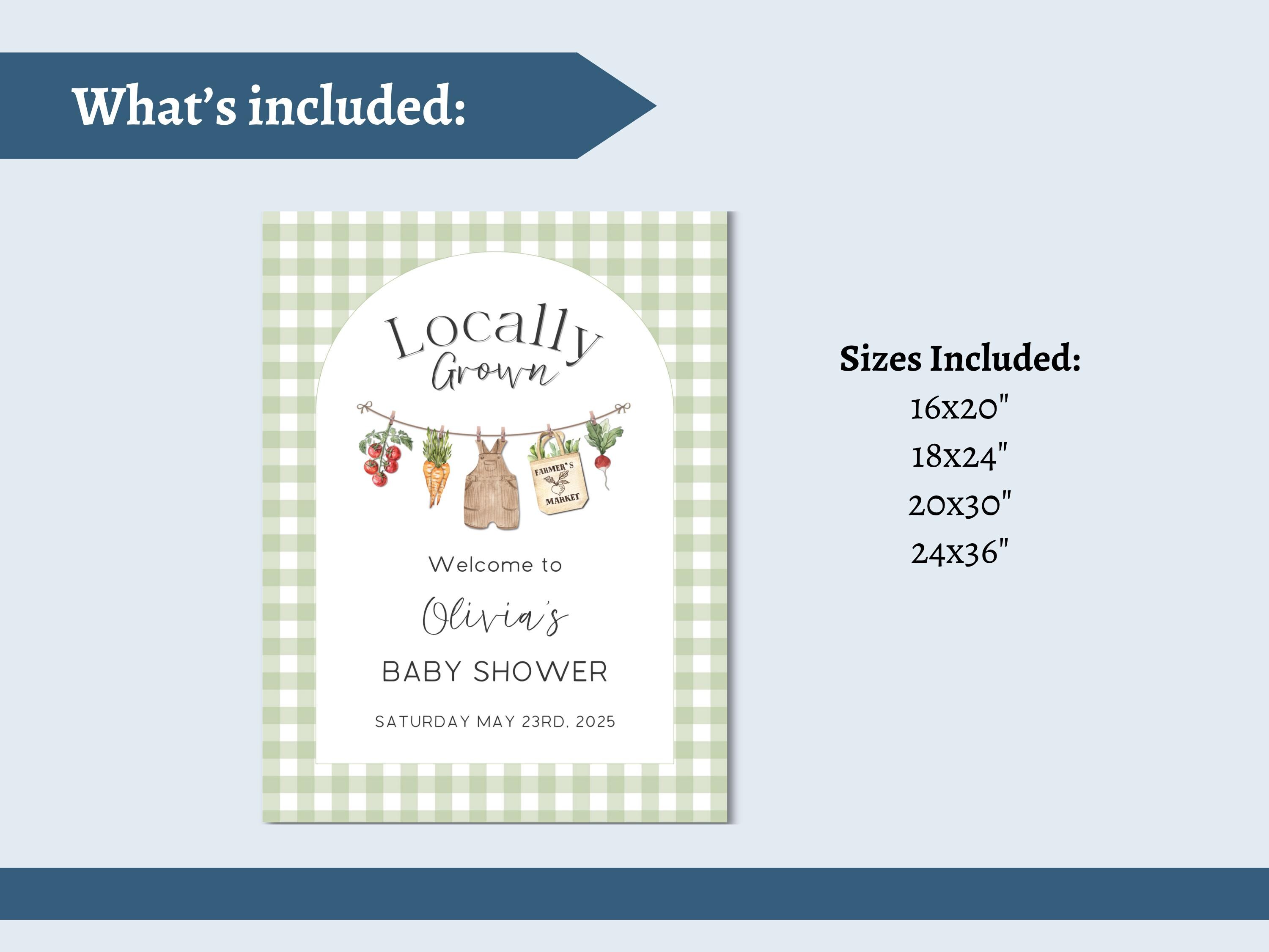 Locally Grown Baby Shower Welcome Sign: Editable Template (digital ...