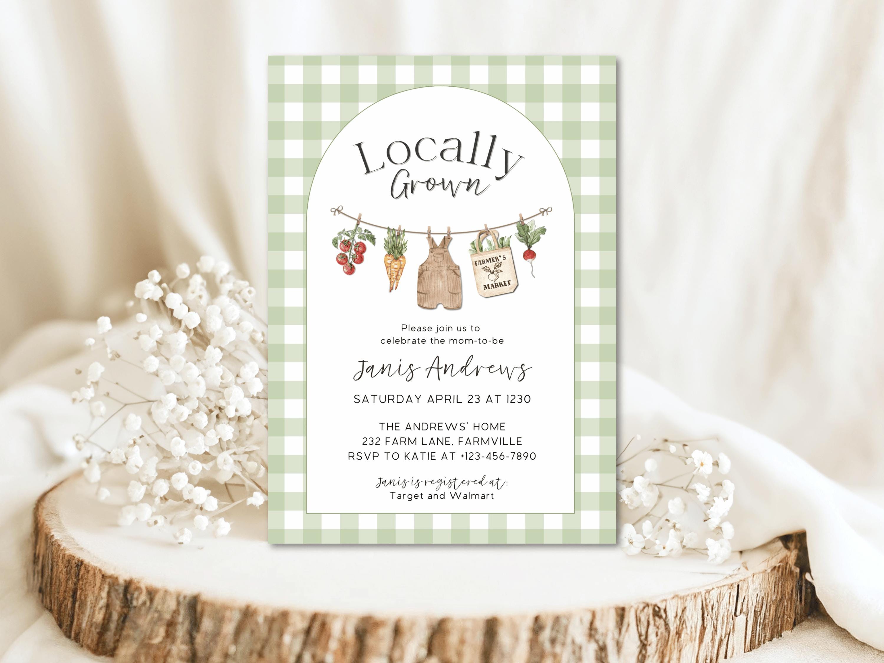 Locally Grown Baby Shower Invitation: Clothesline Theme (digital ...