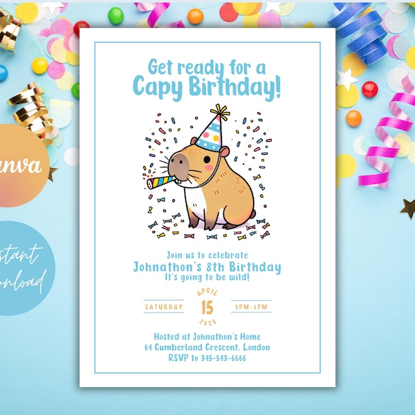 Capibara invitacion - Etsy México